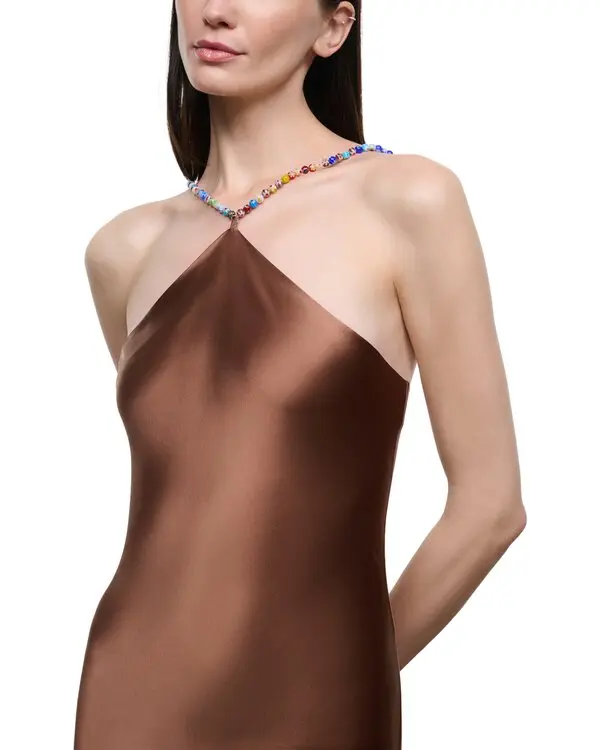 Staud Cadence Satin Halter Maxi Dress