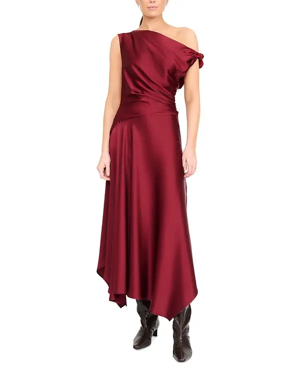 Staud Portia Stretch Silk Off-the-shoulder Dress - Carmino