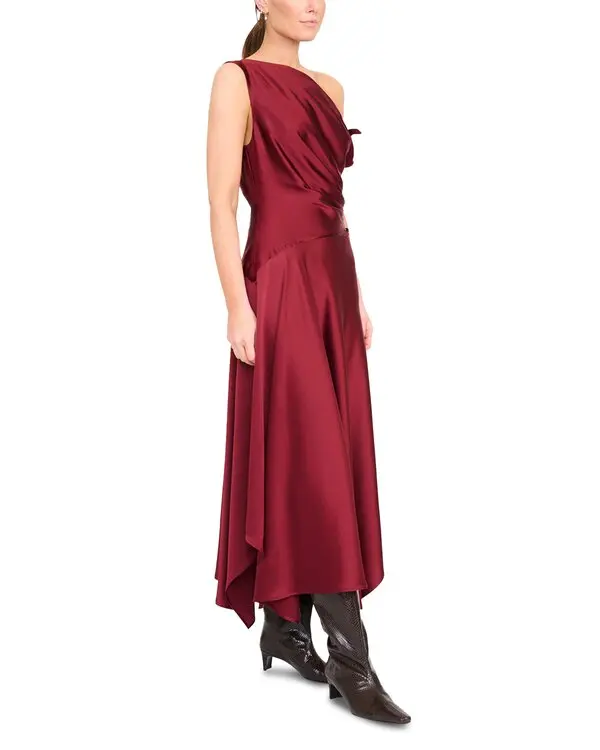 Staud Portia Stretch Silk Off-the-shoulder Dress