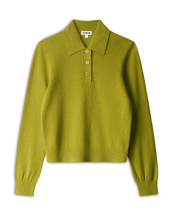 Staud Gemma Cashmere Polo Sweater