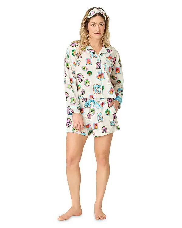 PJ Salvage Dog Print Flannel Pajama Set - Multi