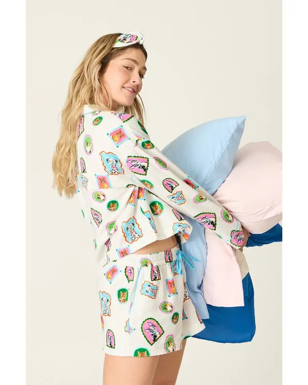PJ Salvage Dog Print Flannel Pajama Set