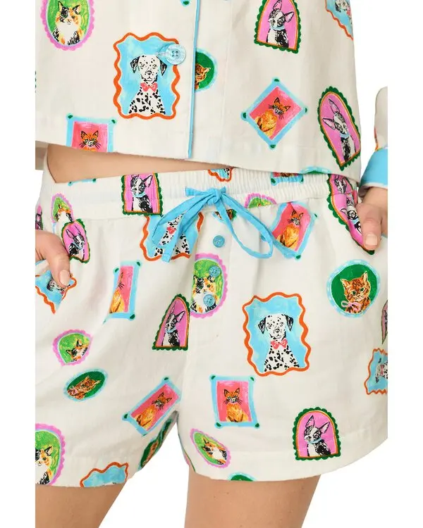 PJ Salvage Dog Print Flannel Pajama Set