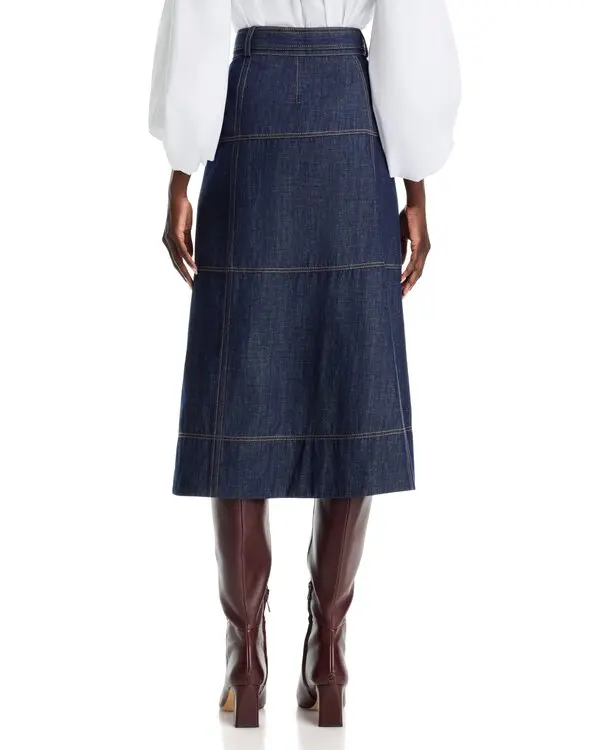 Tanya Taylor Denim Midi Skirt