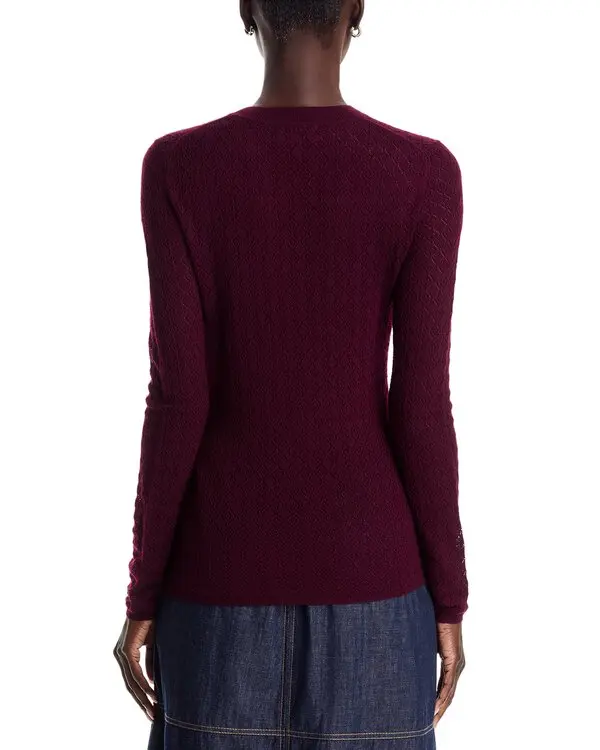 Tanya Taylor Pointelle Merino Wool Crewneck Sweater