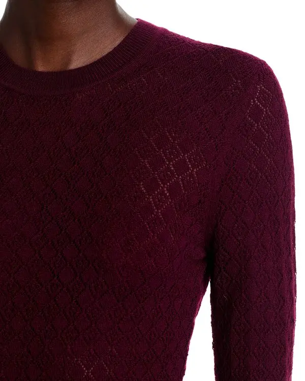 Tanya Taylor Pointelle Merino Wool Crewneck Sweater