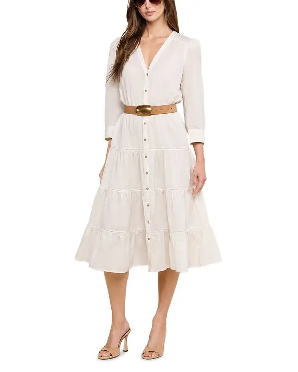 L'Agence Serafine Button Front Midi Dress