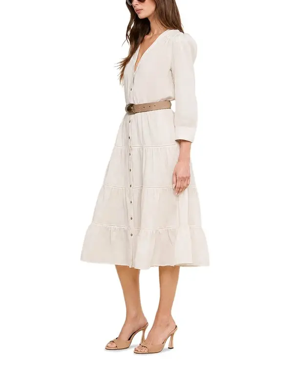 L'Agence Serafine Button Front Midi Dress