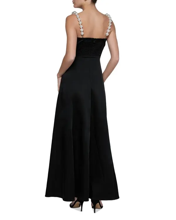L'Agence Sutton Faux Pearl Strap Maxi Dress