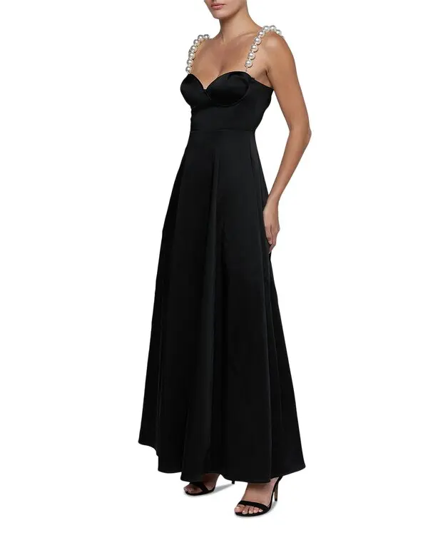 L'Agence Sutton Faux Pearl Strap Maxi Dress