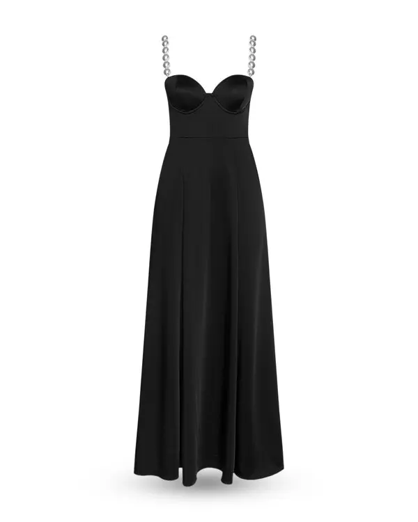 L'Agence Sutton Faux Pearl Strap Maxi Dress