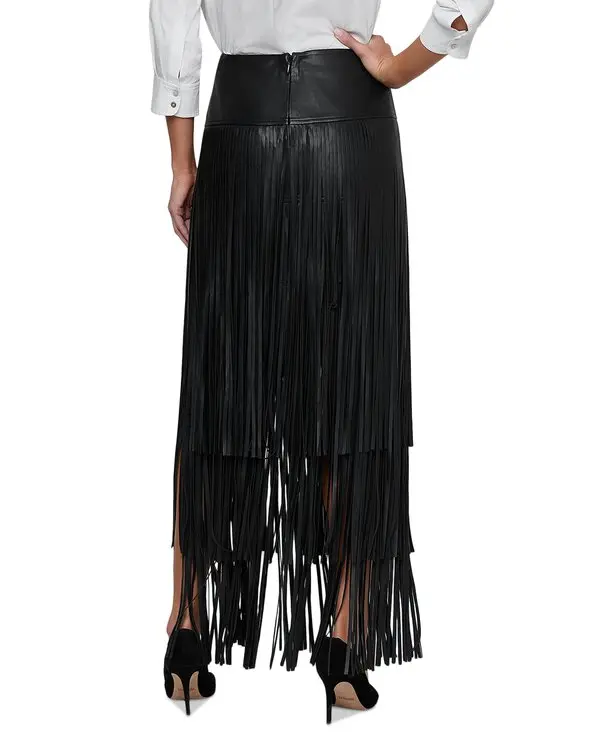 L'Agence Karoline Maxi Fringe Faux Leather Skirt - Black
