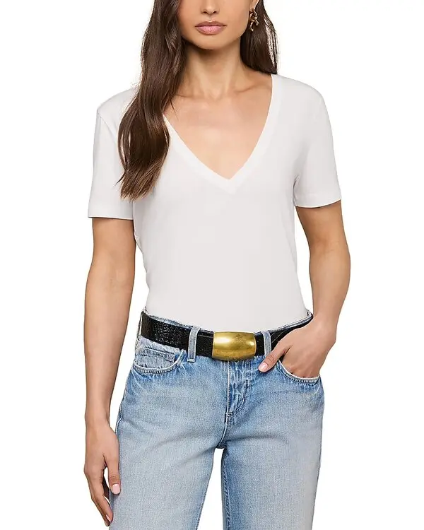L'Agence Brianna V Neck Cotton Tee
