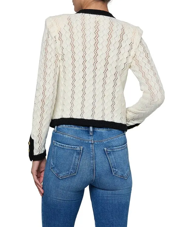 L'Agence Zephyra Cont Pointelle Cardigan Sweater