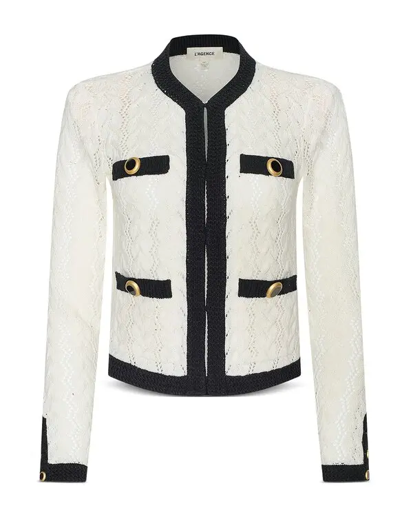 L'Agence Zephyra Cont Pointelle Cardigan Sweater