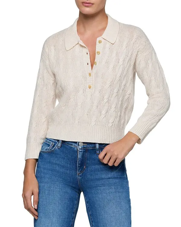 L'Agence Airy Cable Knit Wool Sweater