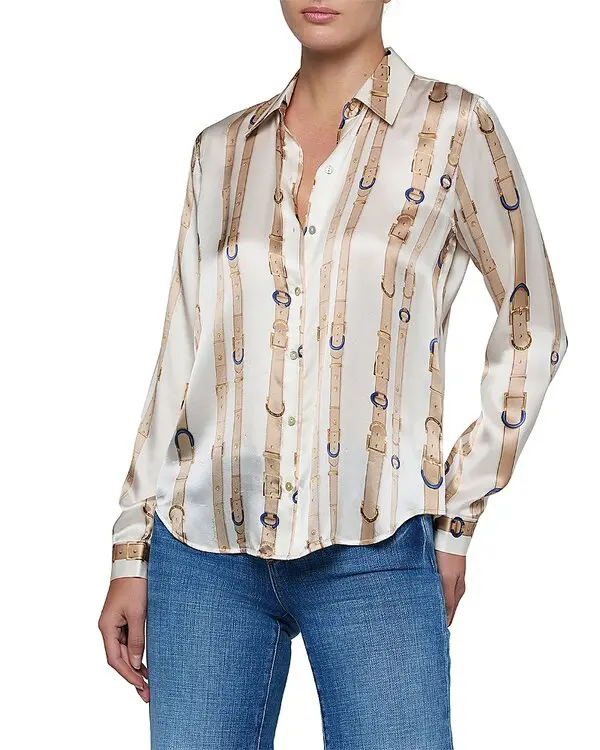L'Agence Tyler Silk Long Sleeve Blouse