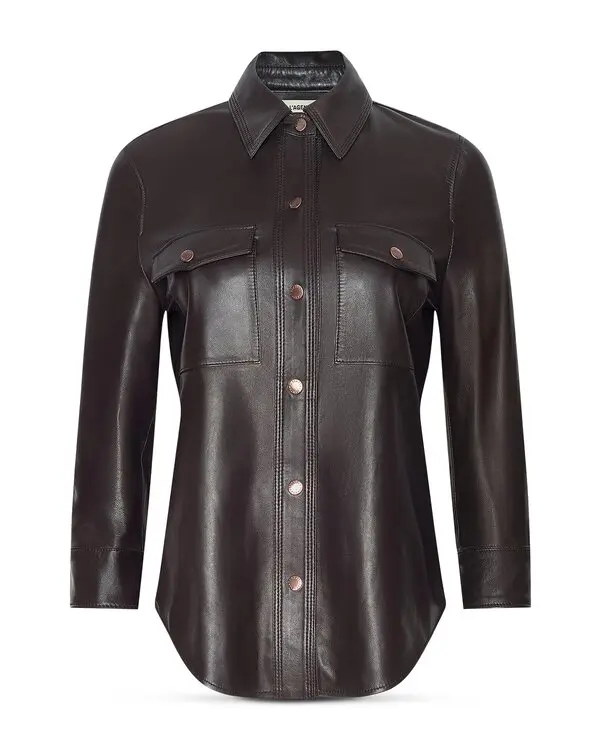 L'Agence Avina Leather Button Front Blouse