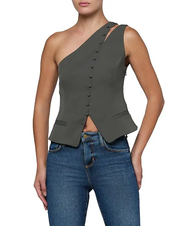 L'Agence Zinnia One Shoulder Vest - Ash Olive