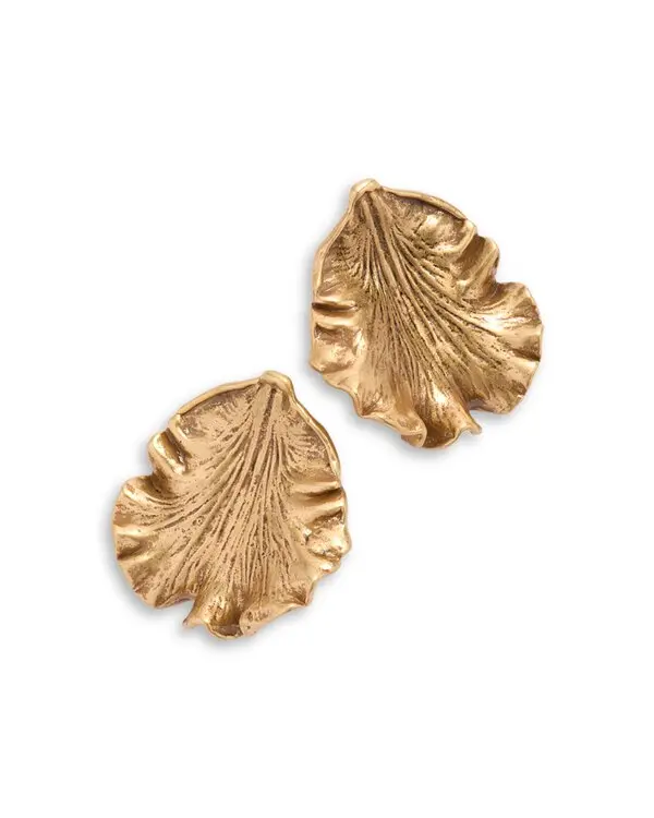 Cult Gaia Iris Leaf Earrings - Antique Brass