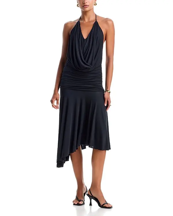 Paris Georgia Woodren Ruched Halter Midi Dress