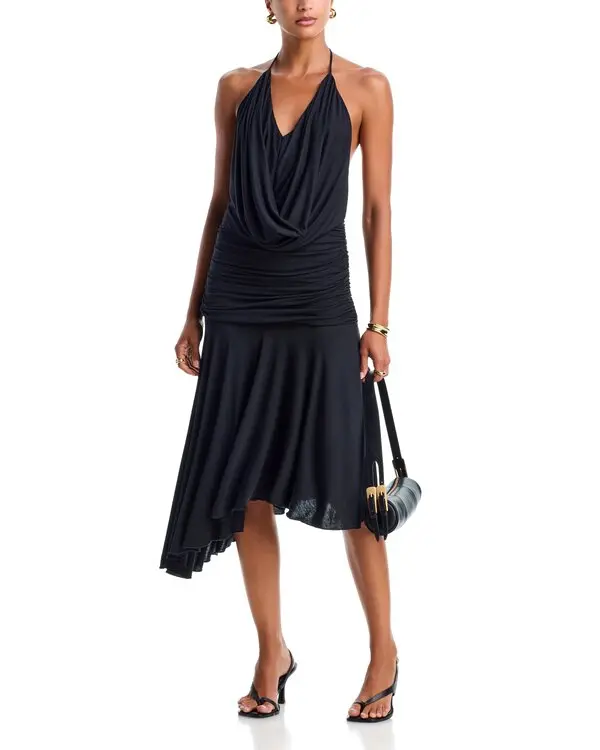Paris Georgia Woodren Ruched Halter Midi Dress