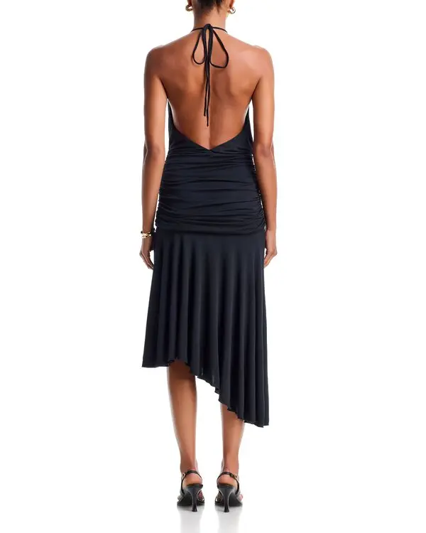 Paris Georgia Woodren Ruched Halter Midi Dress