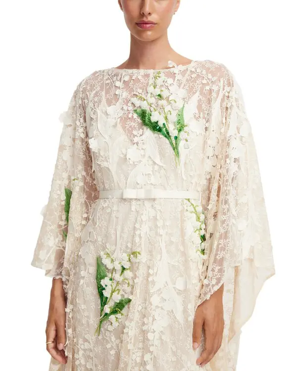 LEO LIN Embellished Lace Kaftan Maxi Dress