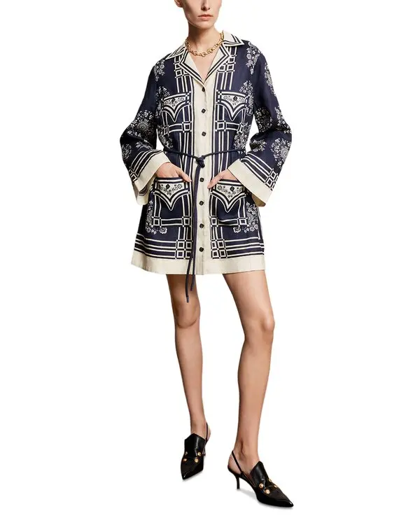 ALEMAIS Banderra Printed Linen Mini Dress