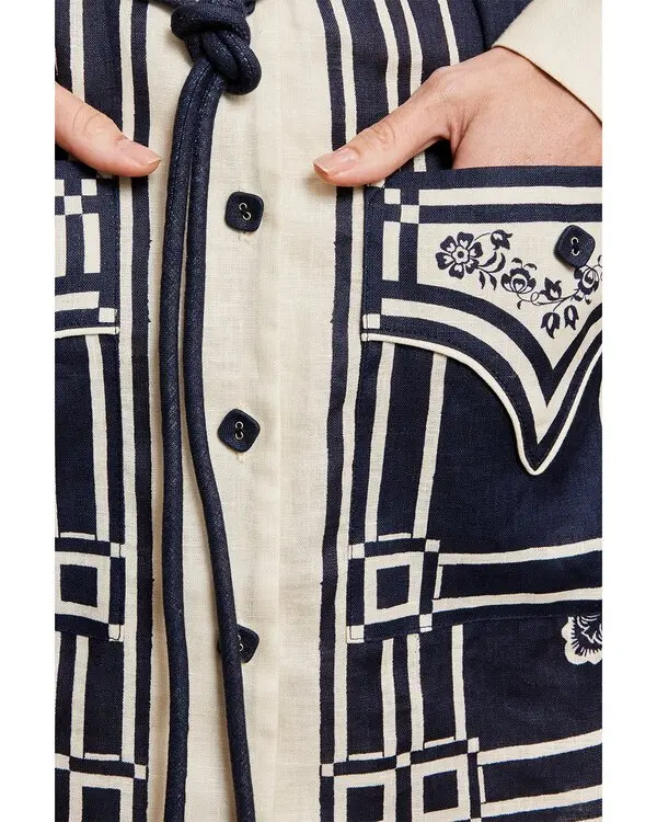 ALEMAIS Banderra Printed Linen Mini Dress