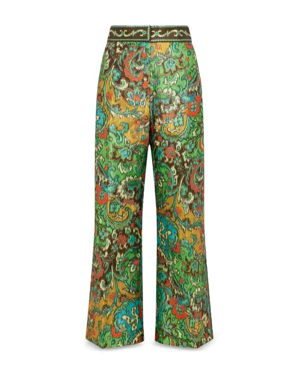 ALEMAIS Charlotte Flared Paisley Print Polyester Pants