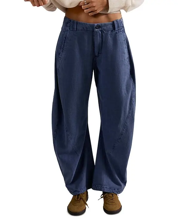 Free People Spotlight Washed High Rise Wide Leg Pants - Flint Stone