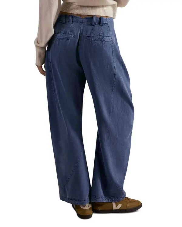 Free People Spotlight Washed High Rise Wide Leg Pants - Flint Stone