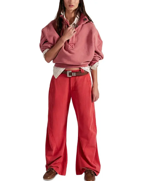 Free People Spotlight Washed Wide Leg Pants - Red Clay