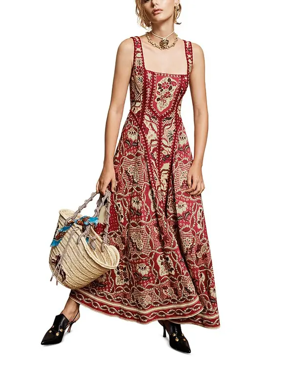 ALEMAIS Kenny Printed Midi Dress - Red