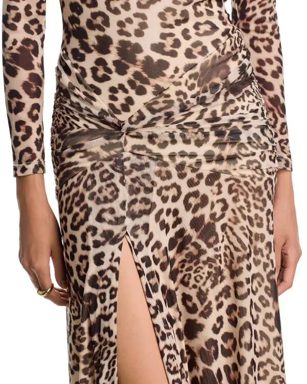 Bardot Lea Mesh Print Midi Dress - Leopard