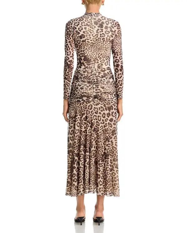 Bardot Lea Mesh Print Midi Dress - Leopard