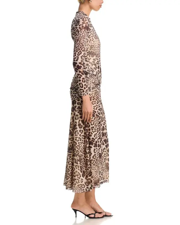 Bardot Lea Mesh Print Midi Dress - Leopard