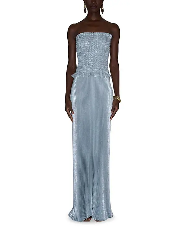 L'IDEE Maya Gown Strapless Pleated Maxi - Arctic Shimmer