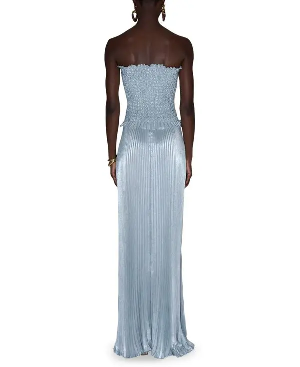 L'IDEE Maya Gown Strapless Pleated Maxi - Arctic Shimmer