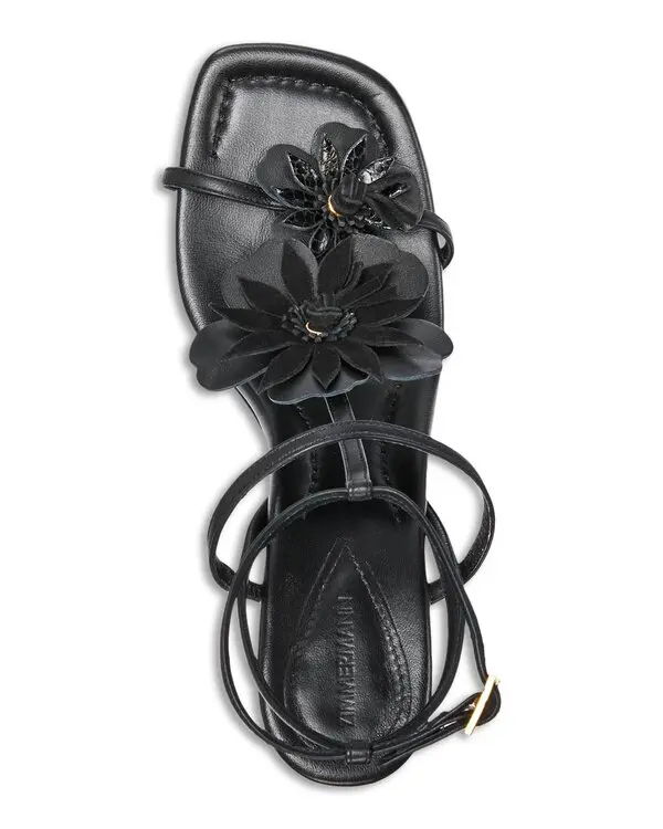 Zimmermann Belara Leather Flower High Heel Sandals