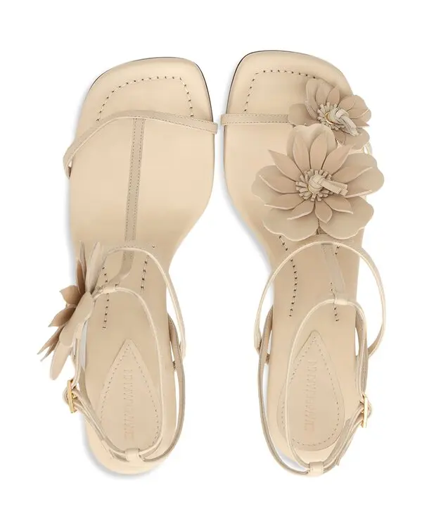 Zimmermann Belara Leather Flower High Heel Sandals - Cream