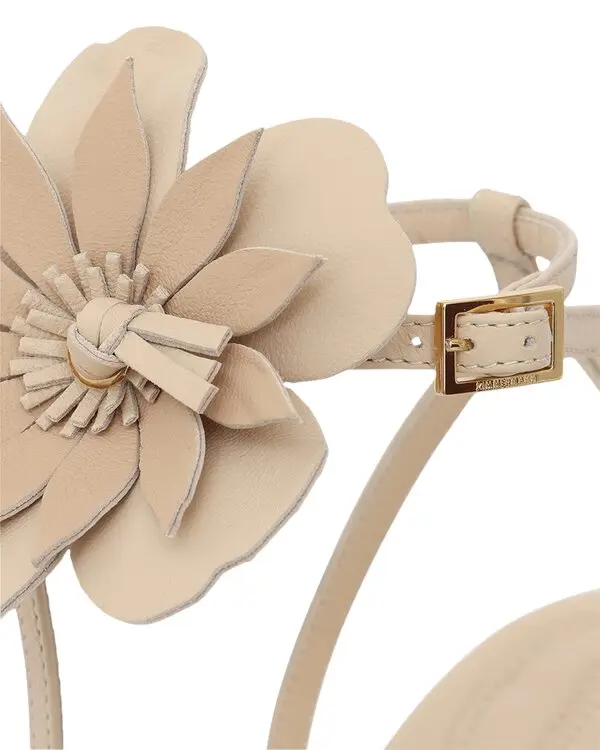 Zimmermann Belara Leather Flower High Heel Sandals - Cream