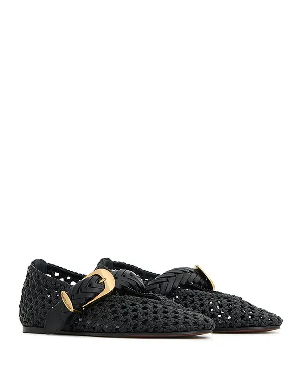 Zimmermann Alchemy Woven Leather Ballerina Flats - Black