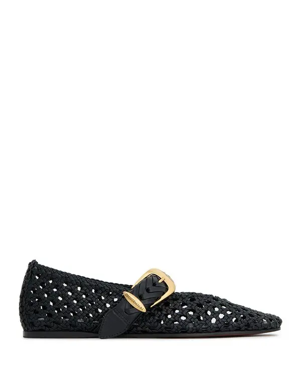 Zimmermann Alchemy Woven Leather Ballerina Flats - Black