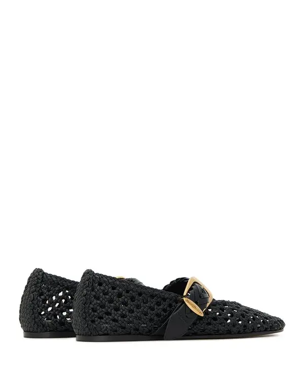 Zimmermann Alchemy Woven Leather Ballerina Flats - Black