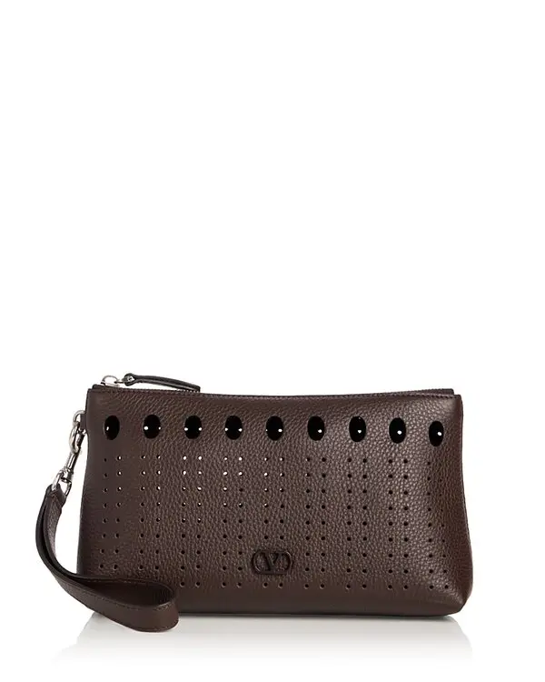 Valentino Garavani Vlogo Perforated Leather Pochette Pouch