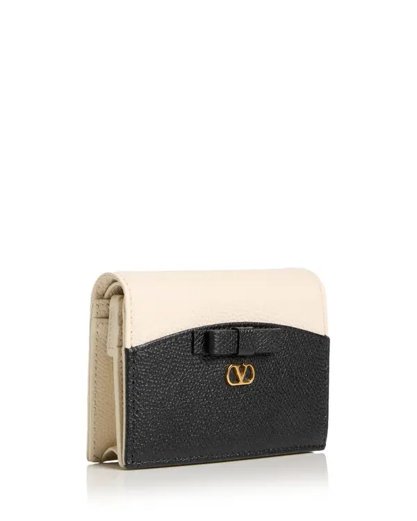 Valentino Garavani Vlogo Bow Leather Bifold Compact Wallet