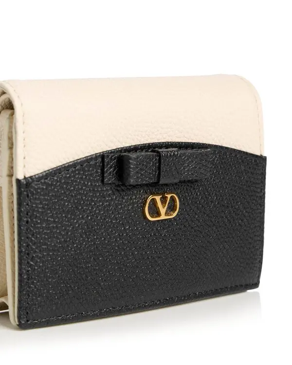 Valentino Garavani Vlogo Bow Leather Bifold Compact Wallet
