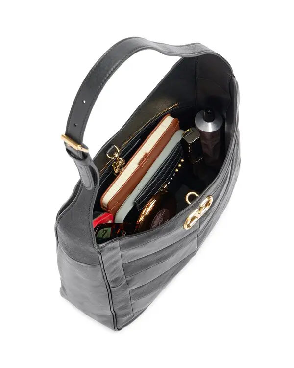 Valentino Garavani Vlogo Medium Leather Hobo Bag - Black